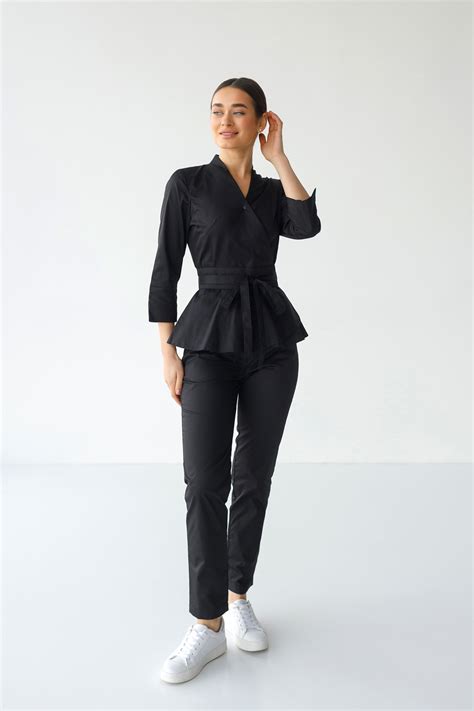 Жіночий медичний костюм чорний Жаклін ціна фото відгуки Модний