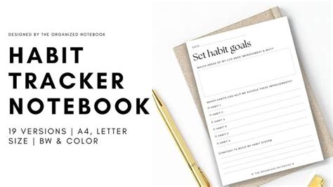 Habit Tracker Notebook Digital Printable Pdf 19 Versions A4