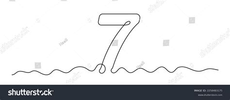 Number 7 Continuous Line Drawing Style Stock Vector Royalty Free