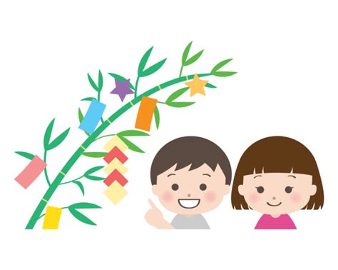 七夕飾りと子どものイラスト 無料のフリー素材 イラストエイト