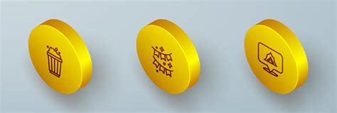 골판지 상자에 아이소 메트릭 라인 팝콘 깃발과 서커스 텐트 아이콘이있는 카니발 화환을 설정합니다 벡터 3차원 형태에 대한 스톡 벡터 아트 및 기타 이미지 Istock