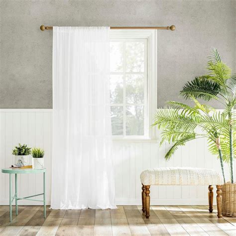 Archaeo Coralie White 100 Cotton 50 In W X 96 In L Rod Pocket Sheer