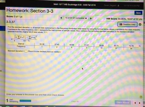 solved find the standard deviation s of sample data