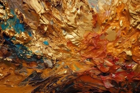 금색과 파란색 배색의 추상화 Generative Ai 프리미엄 사진