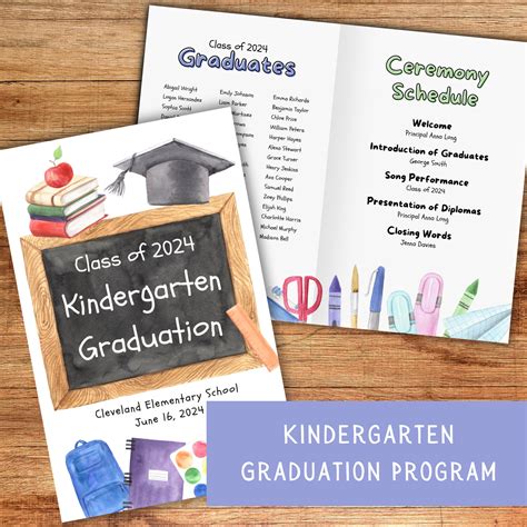 Kindergarten Graduation Program Template Printable Graduation Program