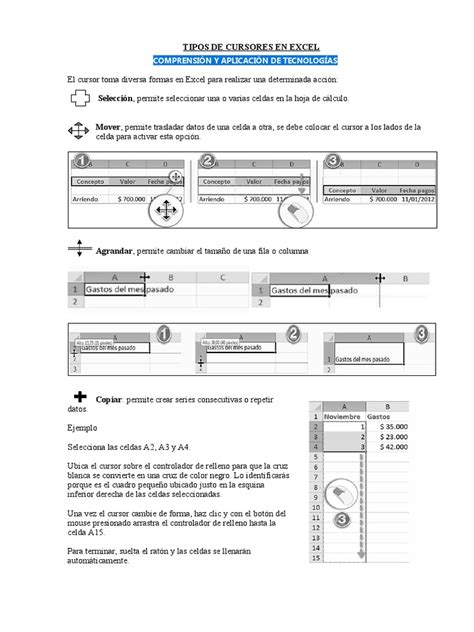 Tipos De Cursores En Excel Sendy Pdf