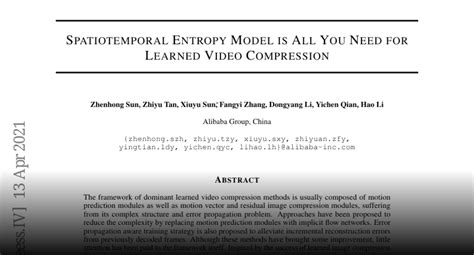 Paper Page Spatiotemporal Entropy Model Is All You Need For Learned