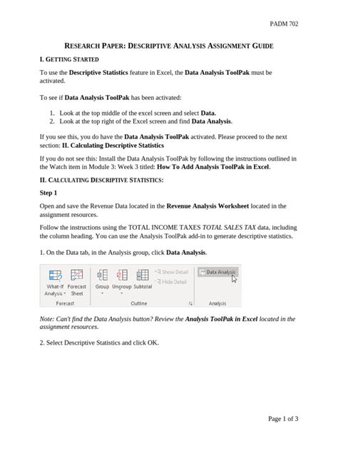 Research Paper Descriptive Analysis Assignment Guide Pdf Worksheet