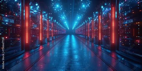 Next Gen Data Center Servers In Rows Depicting The Pinnacle Of Technological Advancement And