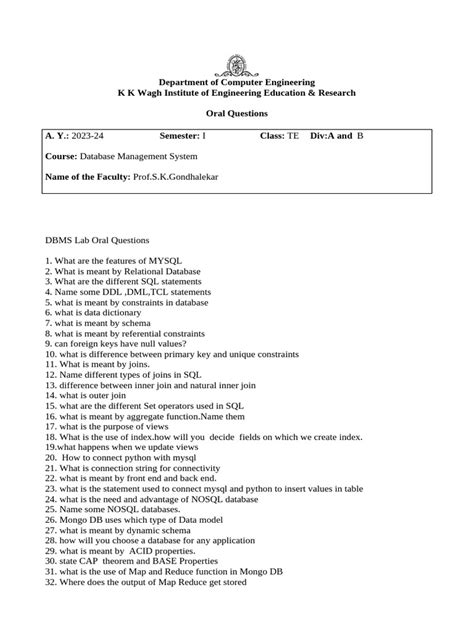 Dbmsoral Question Bank Pdf Plsql Databases