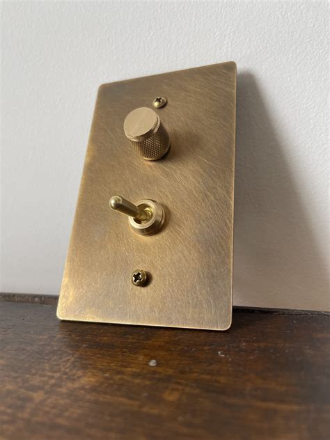 Brass Toggle And Rotary Dimmer Switch Plate Etsy