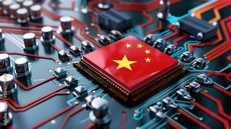 Chinese Microchip With The Flag Of China Ai Gpu Parallel Computing Silicon Wafer Semiconductor