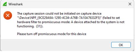 Wireshark 4 Failed To Set Hardware Filter To Promiscuos Mode R