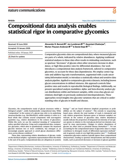 Pdf Compositional Data Analysis Enables Statistical Rigor In Comparative Glycomics
