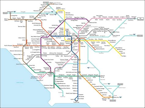 Map Of The La Metro Network Showing The Routes Of The Metro System