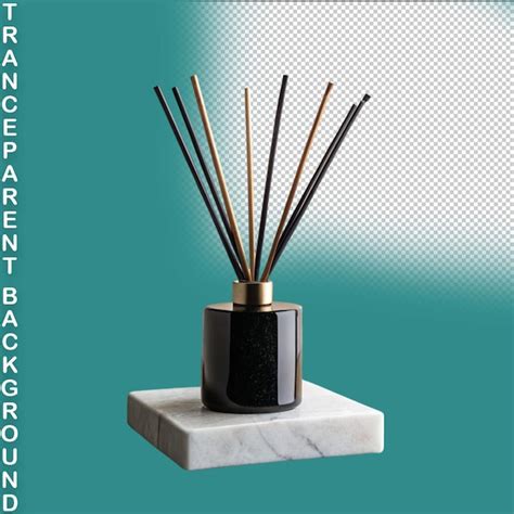 Premium Psd Diffuser Bottle With Sticks And Coffee Beans Isolated On White Background