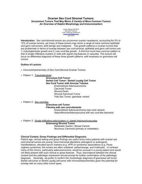 Ovarian Sex Cord Stromal Tumors Departments Of Pathology And
