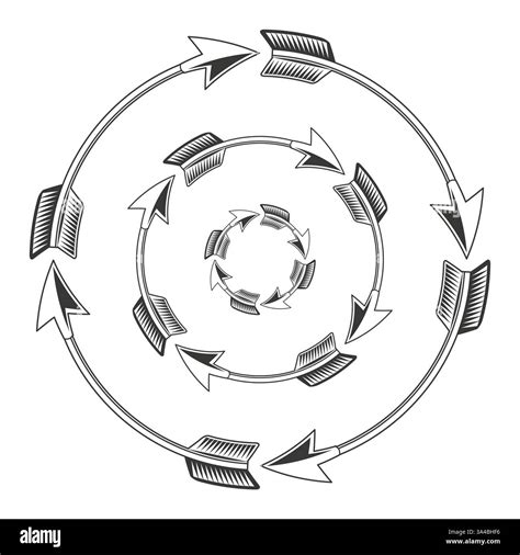 Circular Arrow Motion Rotating Direction Symbol Dynamic Swirling Shape Graphic Vector Design