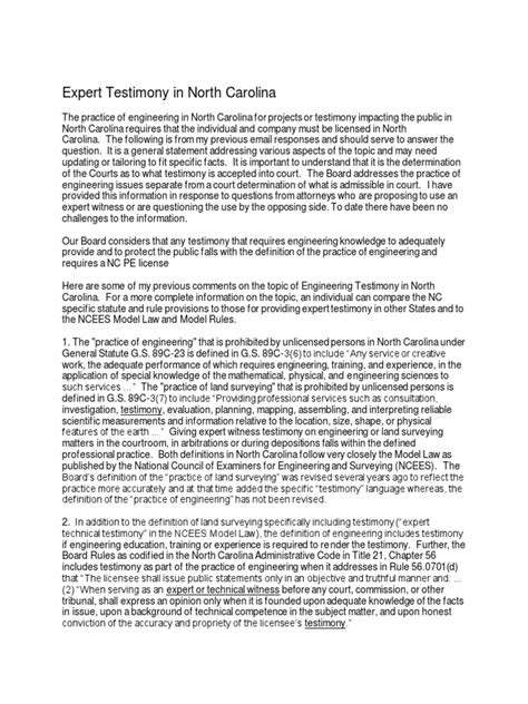 Nc Engineering Email Pdf Testimony Expert Witness