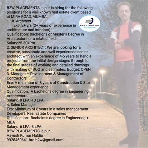 B2w Placements Jaipur Is Hiring For The Following Positions For A Well