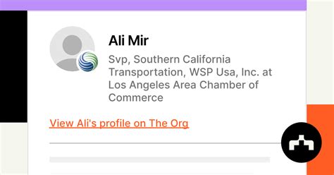 Ali Mir Svp Southern California Transportation Wsp Usa Inc At Los Angeles Area Chamber Of