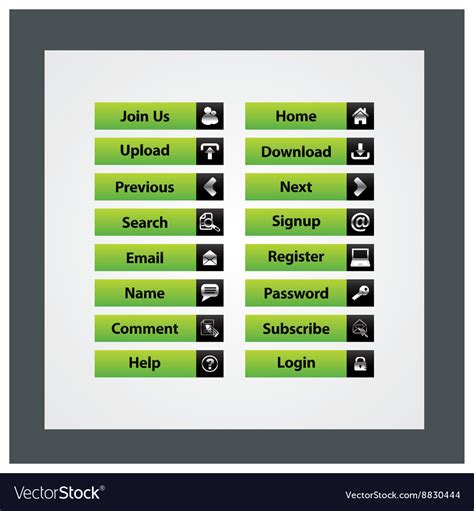 Web Button Set Royalty Free Vector Image VectorStock