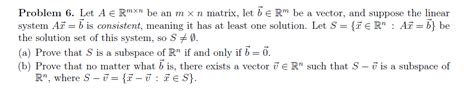 Solved Problem Let A E Rmxn Be An M X N Matrix Let ERM Chegg