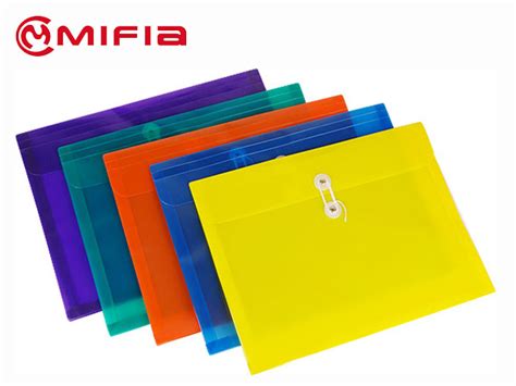 Translucent File Folder Bag String And Button Closure