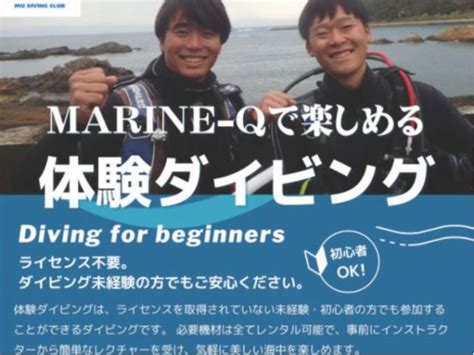 ライセンス不要／体験ダイビング！初心者大歓迎♪ダイビング未経験の方でもご安心ください【カップルやファミリーにもオススメ】マリンqダイビングセンター じゃらん遊び体験