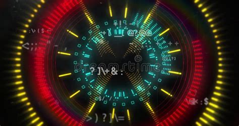 Circular Digital Interface With Glowing Symbols And Data Processing Image Stock Image Image Of