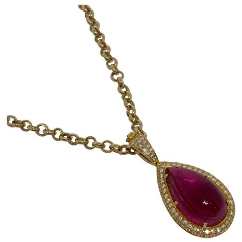 835ct Heart Shape Pink Tourmaline And Diamond Necklace At 1stdibs
