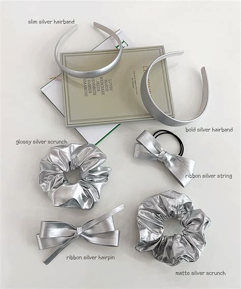 [실버실버해💎] 실버 리본 메탈 스크런치 머리띠 헤어핀 머리핀 곱창밴드 머리끈 에이블리