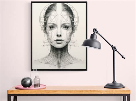 Hyper Realistic Schematic Woman Head Canvas Fine Art Print Etsy
