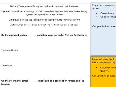 Gcse Business Edexcel 9 Marker Guide With Writing Frame Teaching Resources