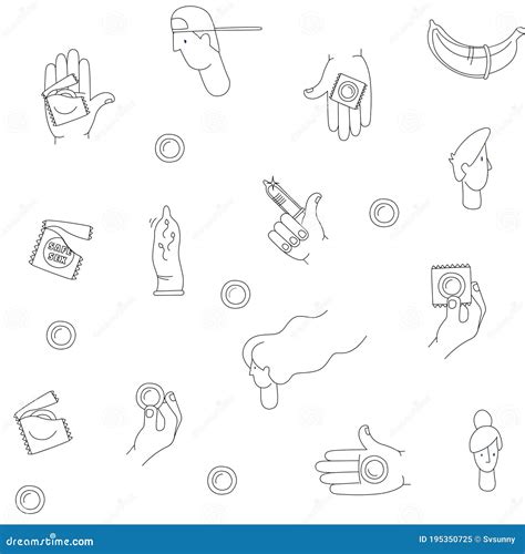 Say Yes To Safe Sex Seamless Pattern Background Icons Set Stock Vector Illustration Of Cartoon