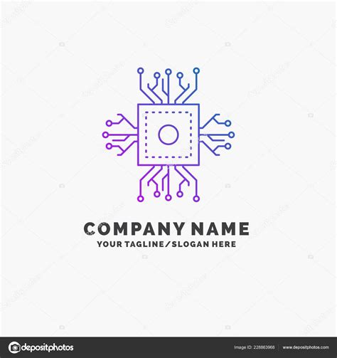 Chip Cpu Microchip Processor Technology Purple Business Logo Template Place Stock Vector Image