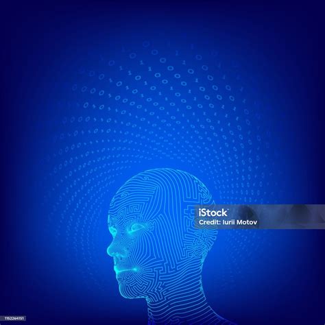 Ai 인공 지능 개념입니다 인공 지능 디지털 브레인 추상적인 디지털 인간의 얼굴입니다 로봇 디지털 컴퓨터 해석의 인간 머리 로봇 공학 개념입니다 와이어 프레임 헤드 개념