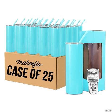 Makerflo Teal Powder Coated 20 Oz Tumbler Pack Of 25 And Handle Sold