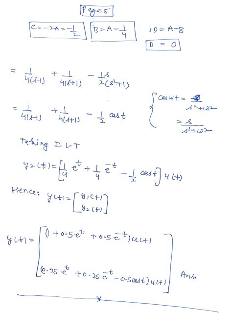 Solved For The Following System Of Diff Eq Solve Using Laplace
