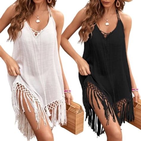 Womens Tassels Beach Dress Bikinis Cover Up Bathing Suit Cover Up For