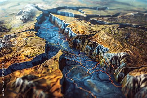 Illustration Of Tectonic Plates Shifting With A Visible Fault Line And Earths Layers