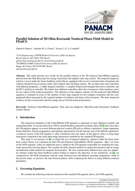 Pdf Parallel Solution Of 3d Ohta Kawasaki Nonlocal Phase Field Model In Fenics