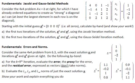 Solved Fundamentals Jacobi And Gauss Seidel Methods 4 0 1 1
