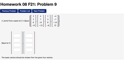 Solved Homework 08 F21 Problem 9 Previous Problem Problem