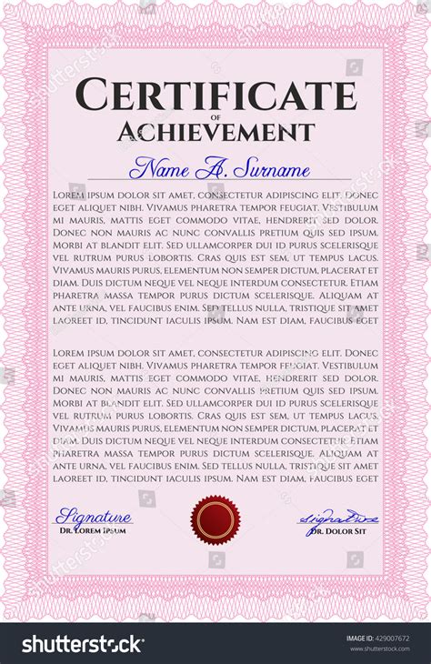 Diploma Certificate Template Vector Illustration Lovely Stock Vector Royalty Free 429007672