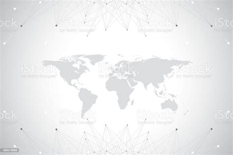 글로벌 기술 네트워킹 개념 정치 세계 지도입니다 디지털 데이터 시각화입니다 라인 총입니다 큰 데이터 배경 통신 합니다 과학적인