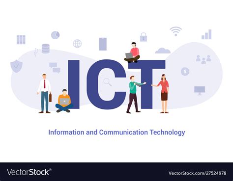 Ict Information And Communication Technology Vector Image