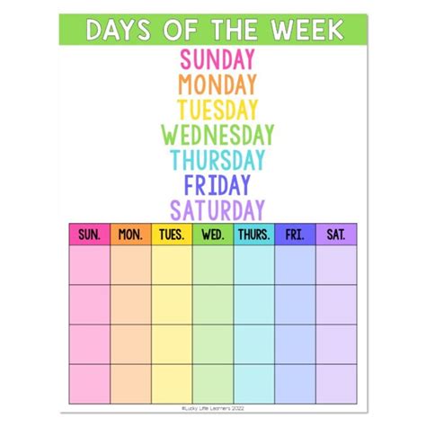 Lucky To Learn Math Telling Time Unit 5 Anchor Chart Days Of The Week Lucky Little