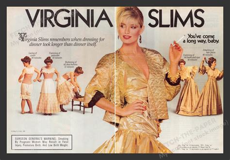 Virginia Slims Cigarettes 1980s Print Advertisement 2 Pages 1987 Gol
