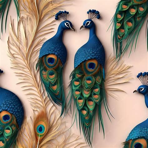 Vibrant 3d Peacock Wall Art With Floral Accents Premium Ai Generated